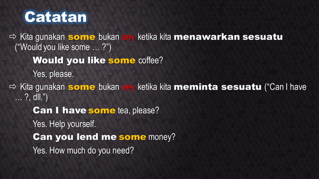 Grammar - SOME, ANY, SEVERAL, A NUMBER OF | PDF