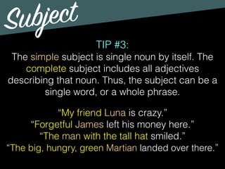 Subject, Predicate, & Modifiers (updated) | PPT