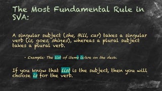 Grammar - subject verb agreement | PPT