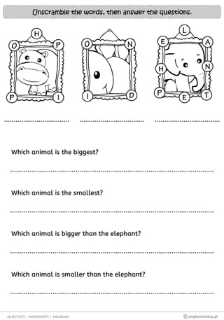 Grammar worksheets-adjectives-anagrams | PDF