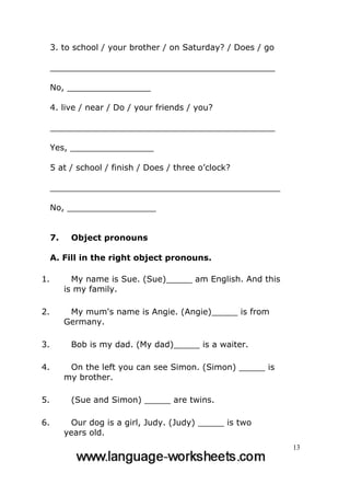 Grammar worksheets | PDF
