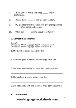 Grammar worksheets | PDF