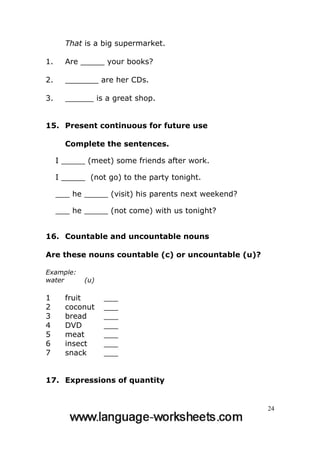 Grammar worksheets | PDF