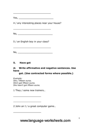 Grammar worksheets | PDF