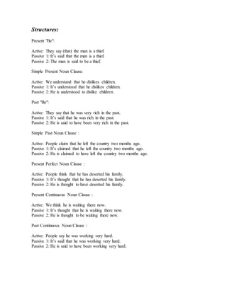 Grammar 1st It is said that, He is said to, (be) supposed | PDF