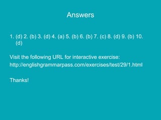 English grammar test 1: Unnecessary Words – Unnecessary Prepositions | PPT