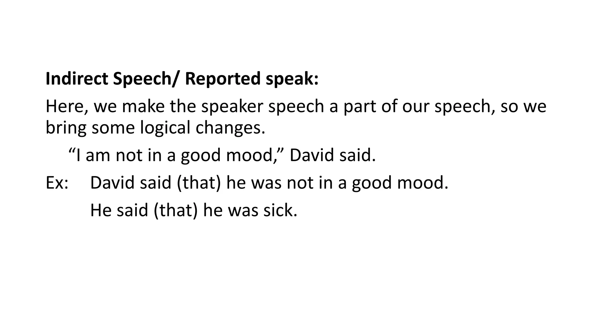 Grammar 48 Direct and Indirect speech is the fundamental lesson of ...