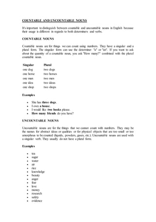 Grammar 5 contable and uncountable nouns | DOCX