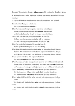 Grammar adverbs | PDF