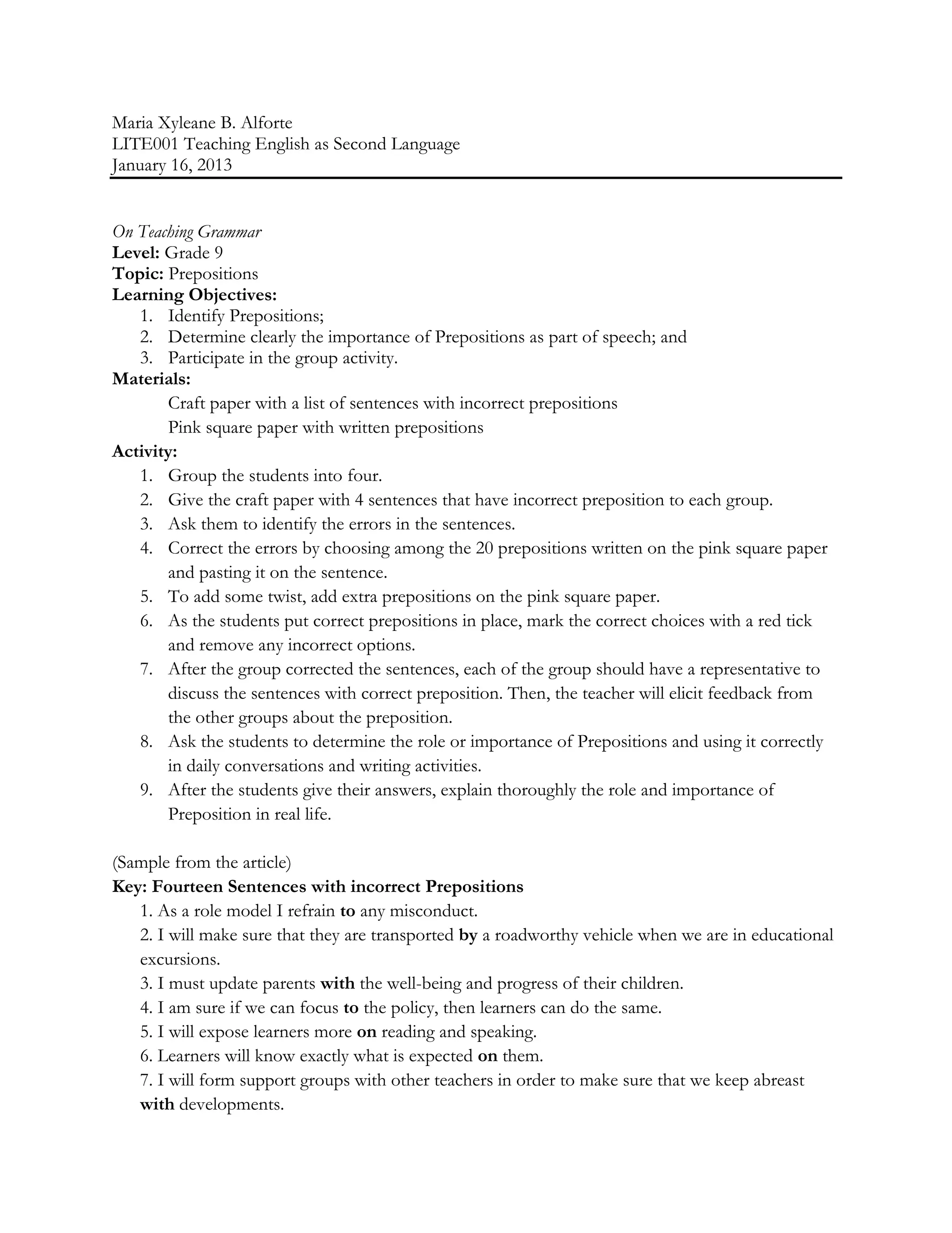 Grammar and listening skills for tesl | DOCX