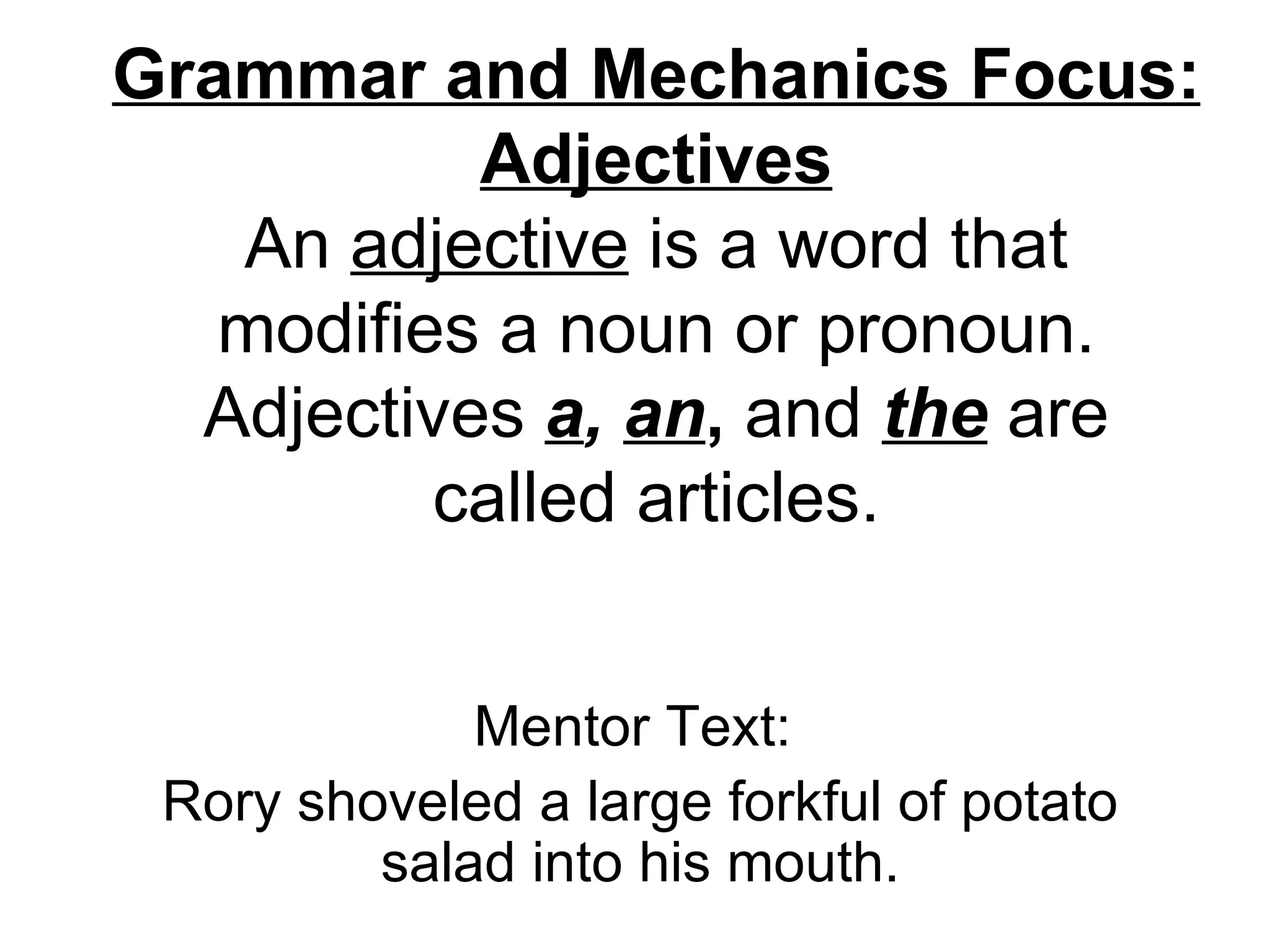 Grammar and mechanics focus | PPT