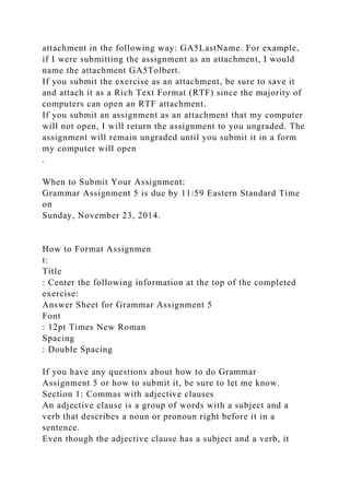 Grammar Assignment 5 Commas with Adjective Clauses, Commas with I.docx