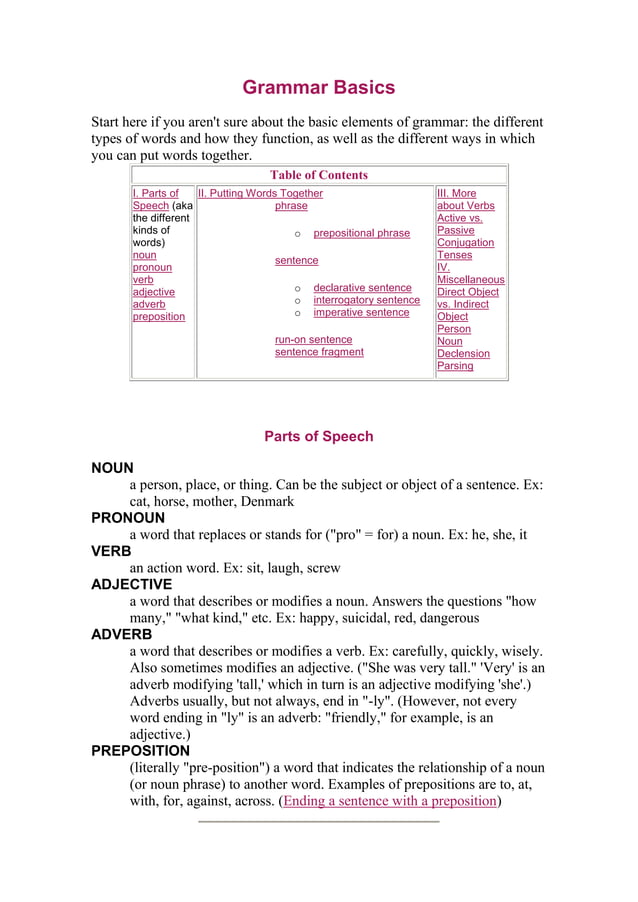 Grammar basics | DOCX