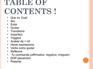 Honors Spanish 2 Grammar Book | PPT