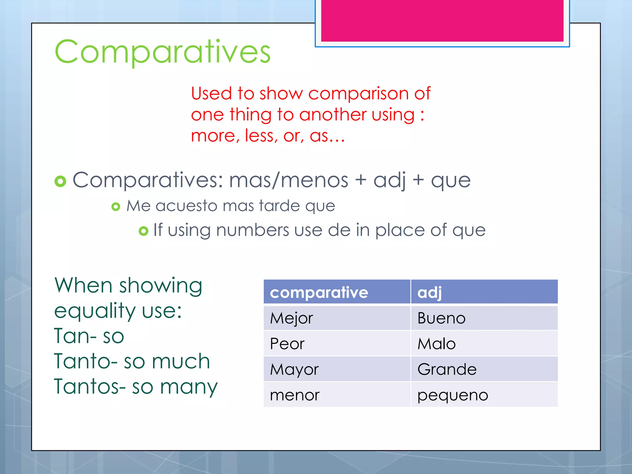 Grammar book selena mccann spanish 3 period 7 | PPTX