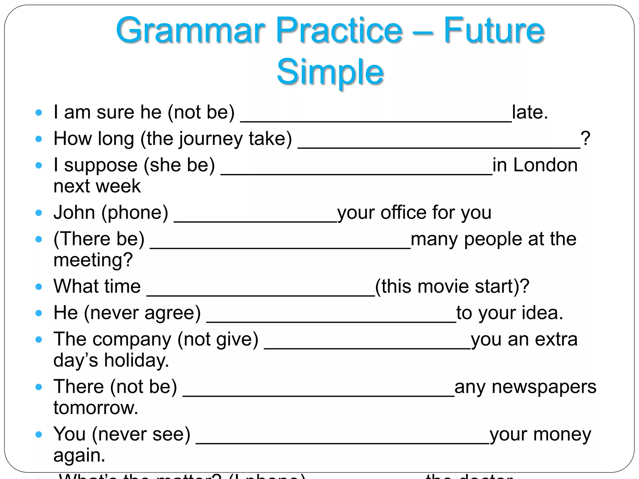 Grammar class 5. Future Actions | PPTX