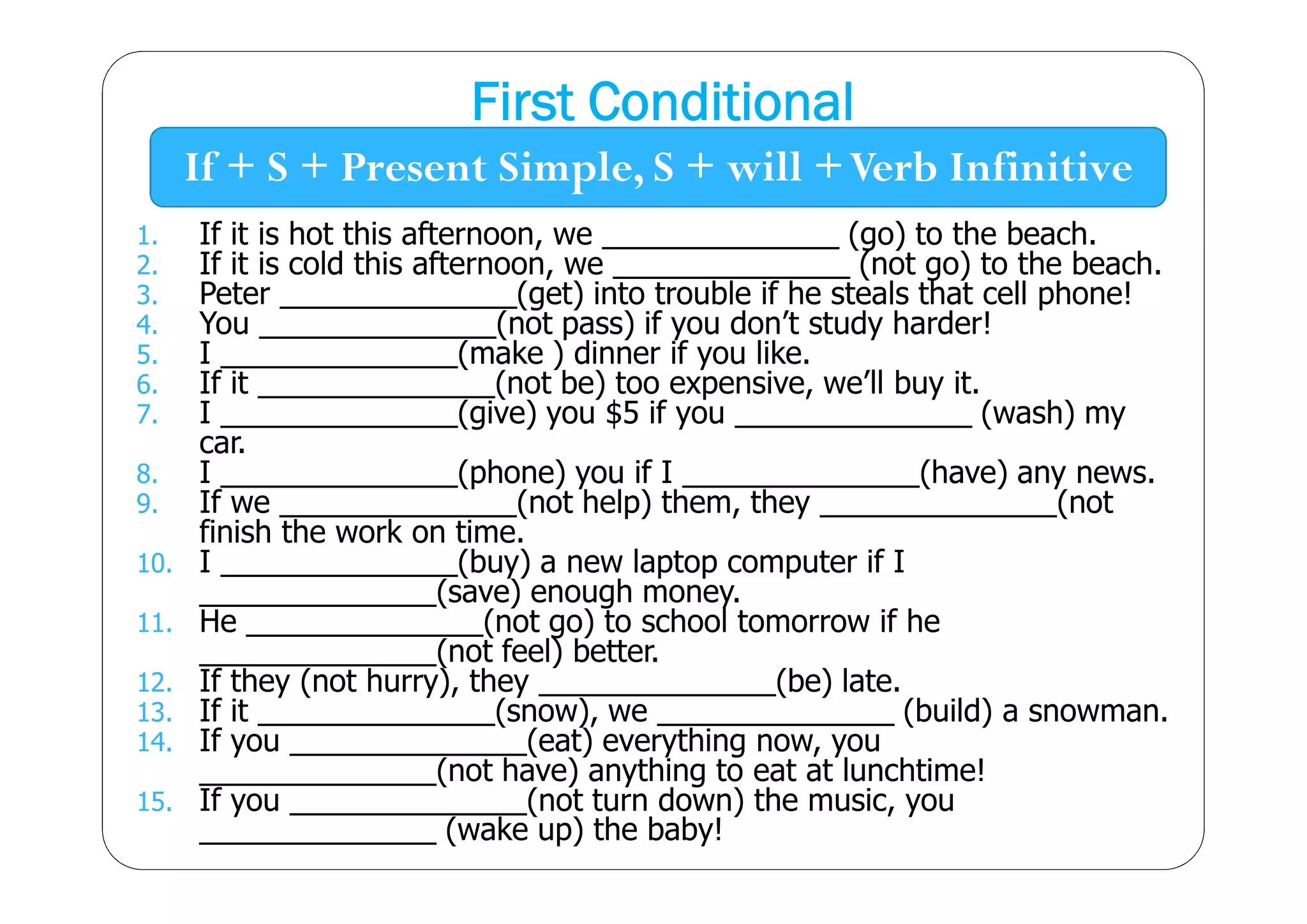 Grammar class 8. Conditionals | PDF