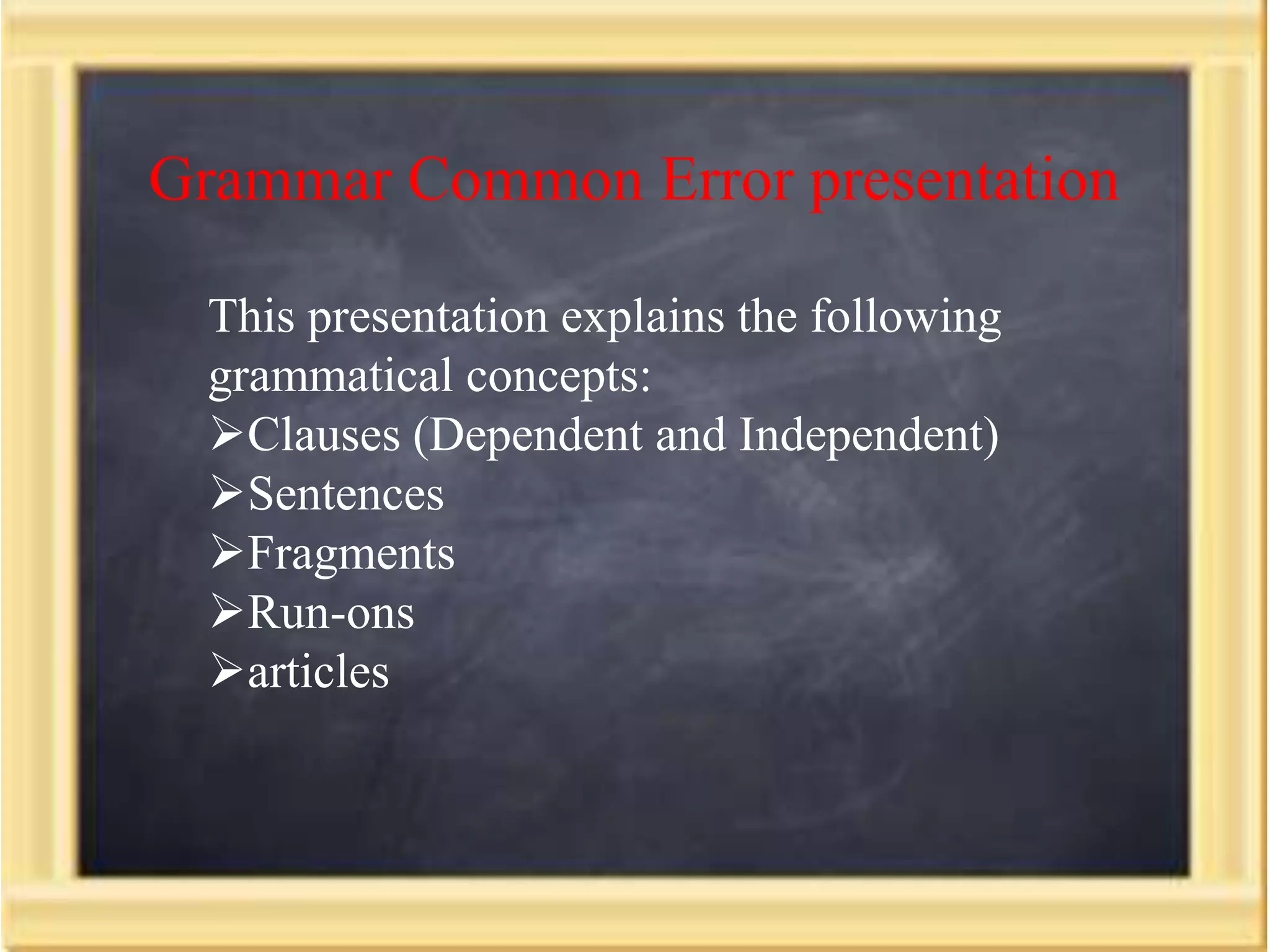 Grammar common error presentations | PPTX