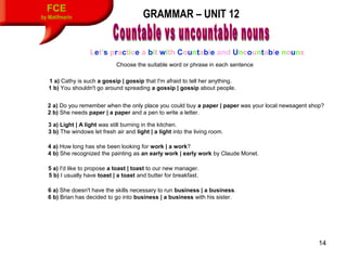 Grammar Contents Unit 12: Reported Speech & Contable-uncountable nouns ...