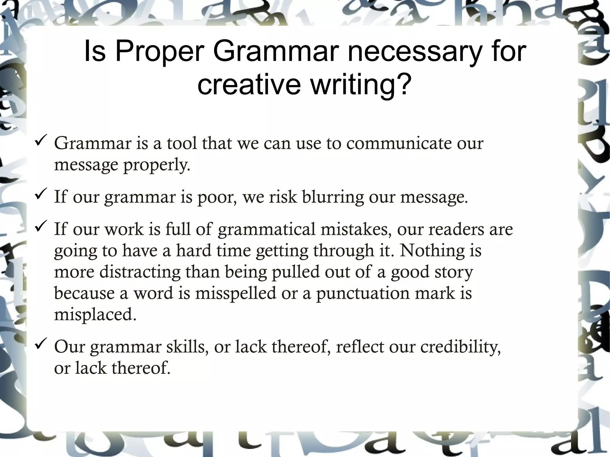 Grammar elements and their effect on writing | ODP