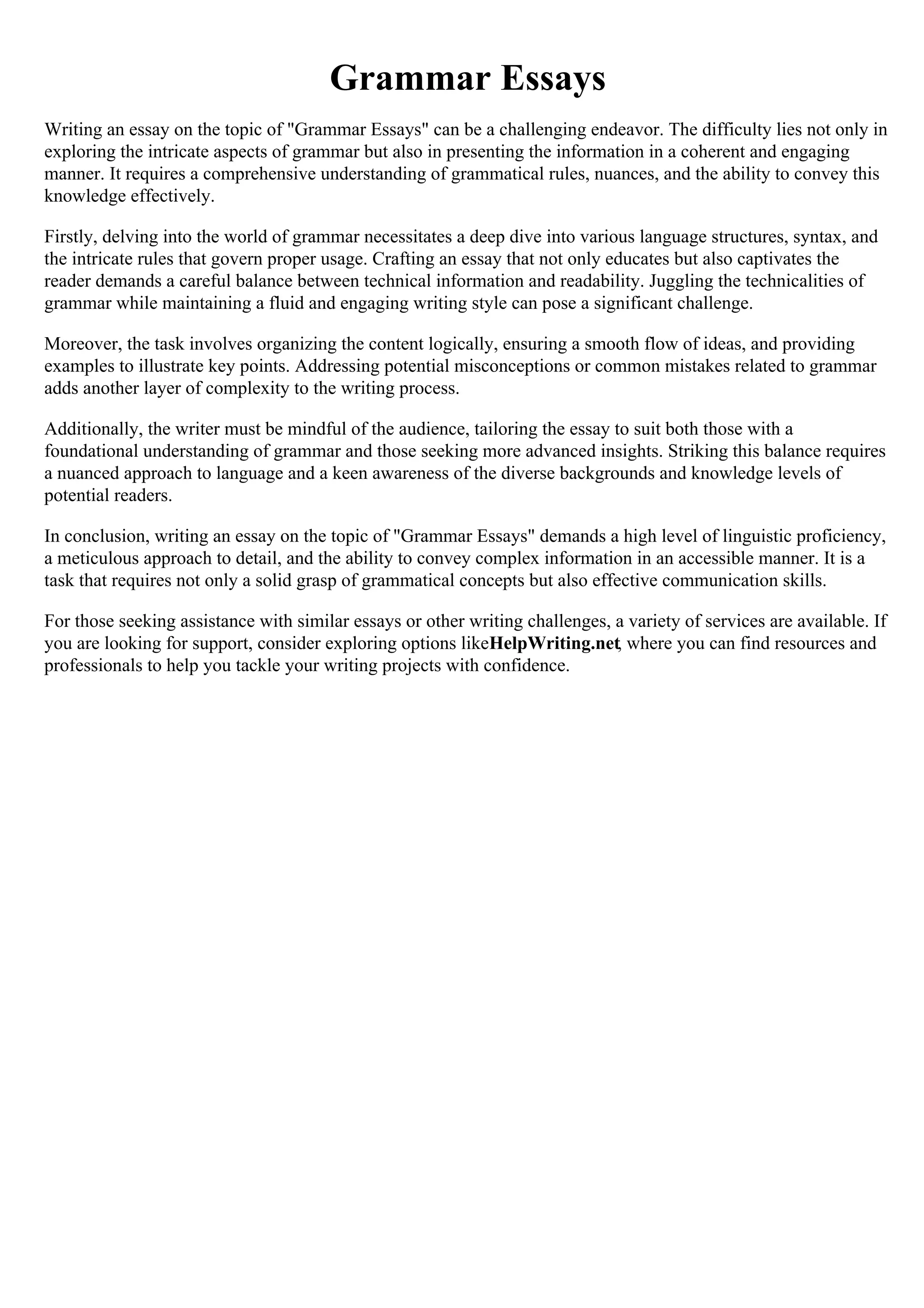 Grammar Essays | PDF