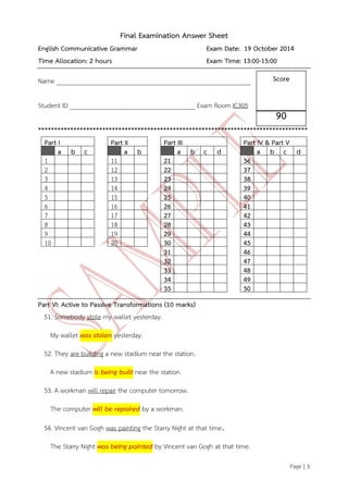Grammar final samples_key | PDF