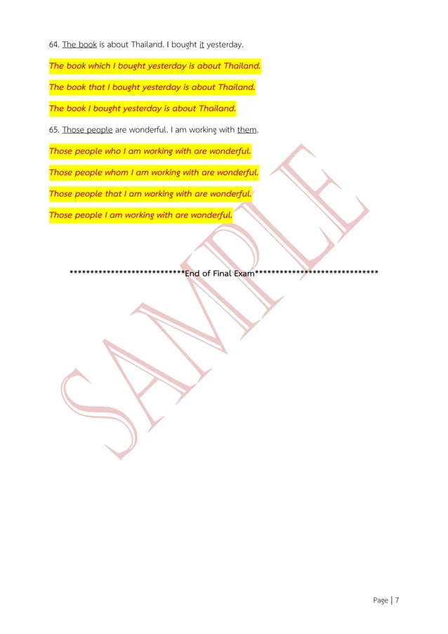 Grammar final samples_key | PDF