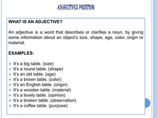 Grammar five order of adjectives | PPTX