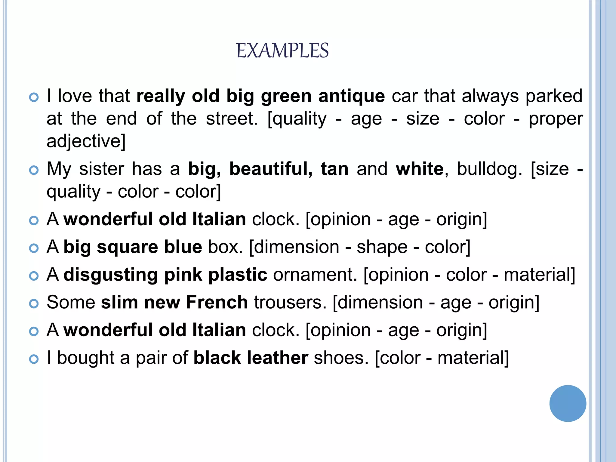 order of adjectives | PPTX