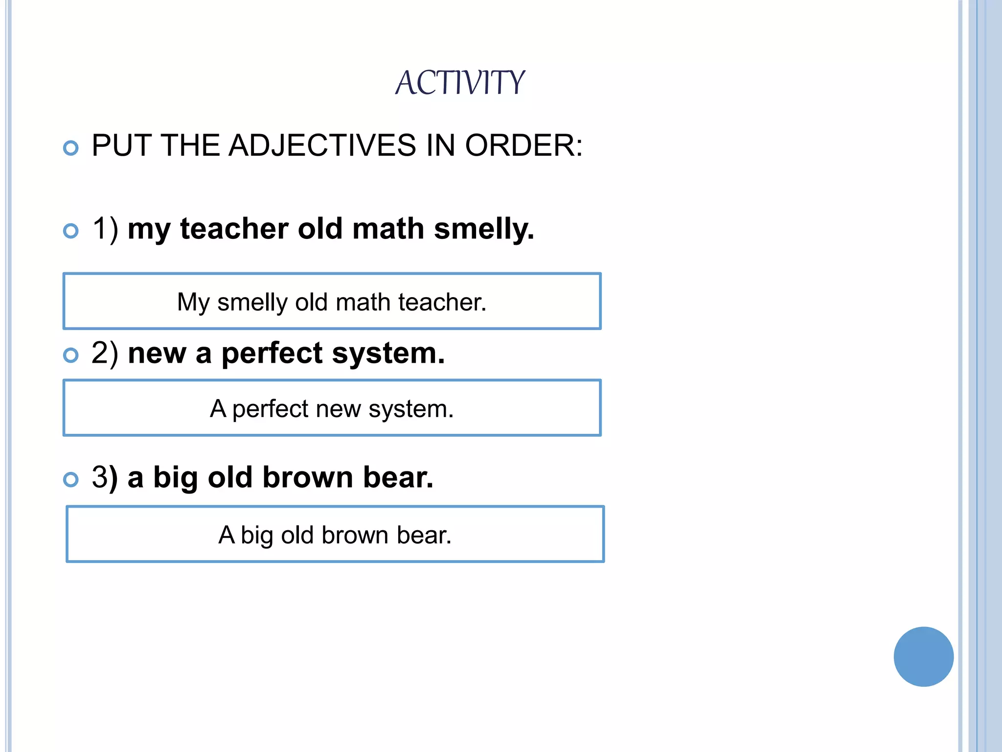 order of adjectives | PPTX