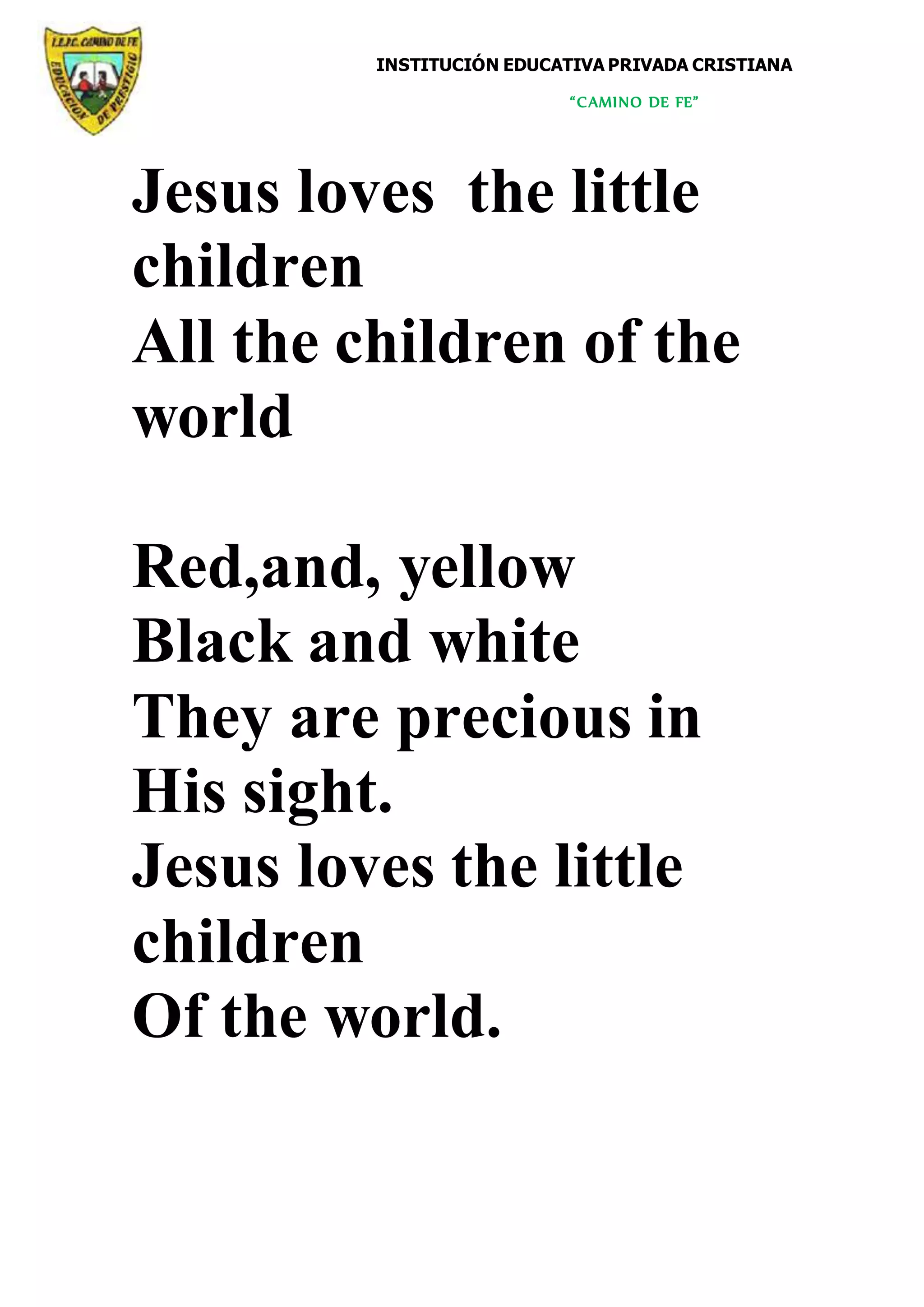 cancion jesus love the little children | DOCX