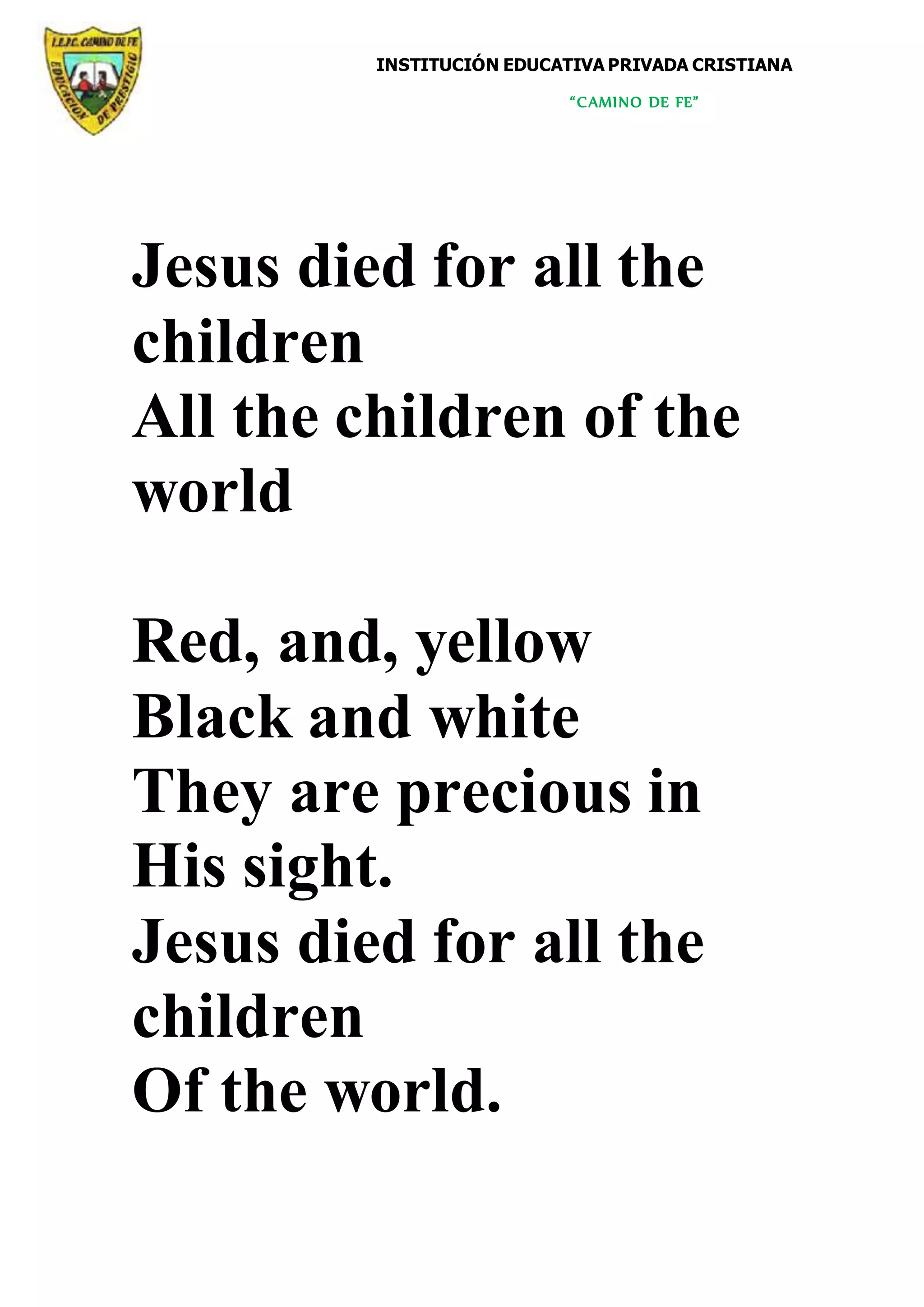 cancion jesus love the little children | PDF