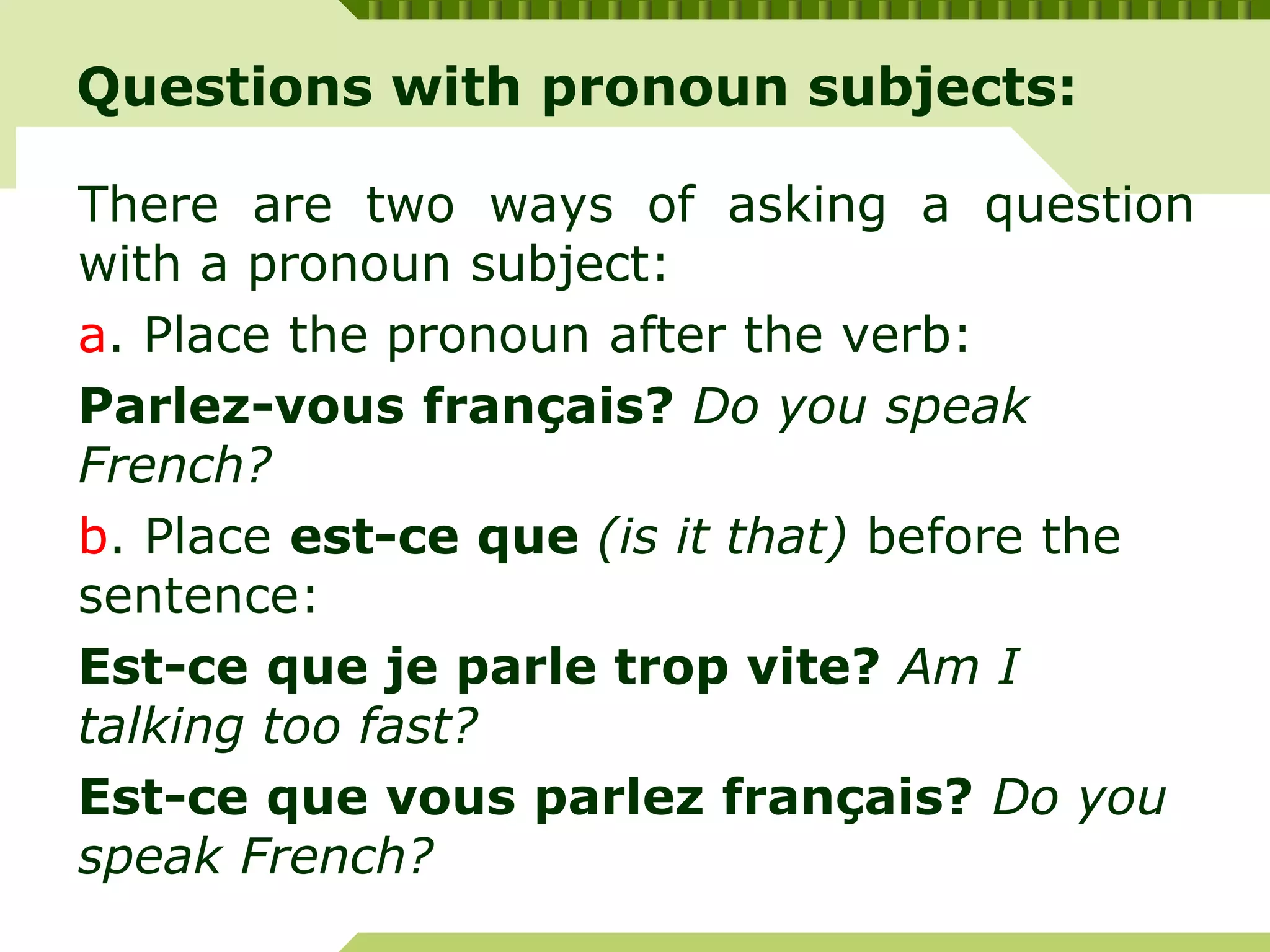 French Grammar(For Beginners) | PPT