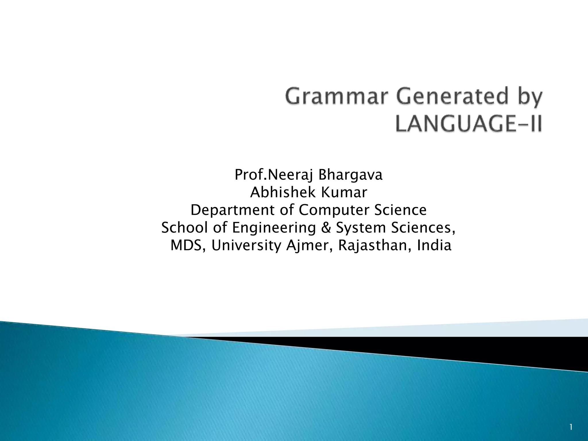 Grammar generated by language iii | PPTX | Programming Languages ...