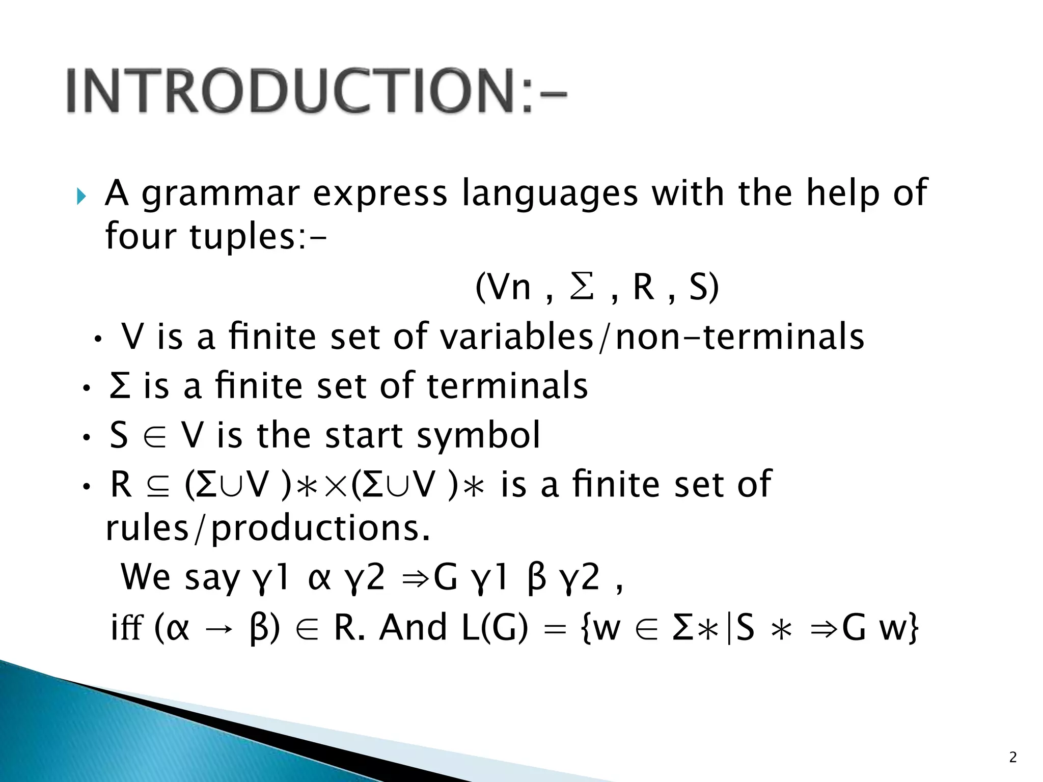 Grammar generated by language example | PPTX
