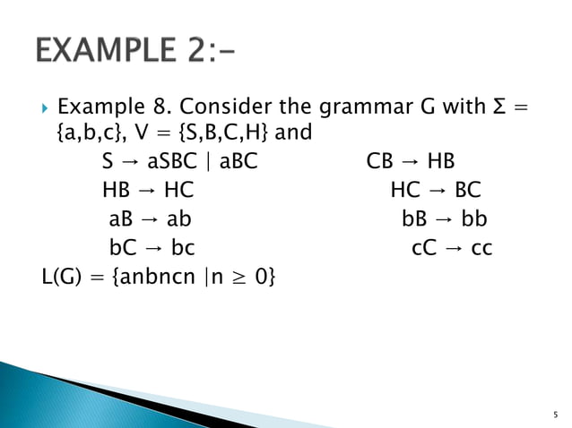 Grammar generated by language example | PPT