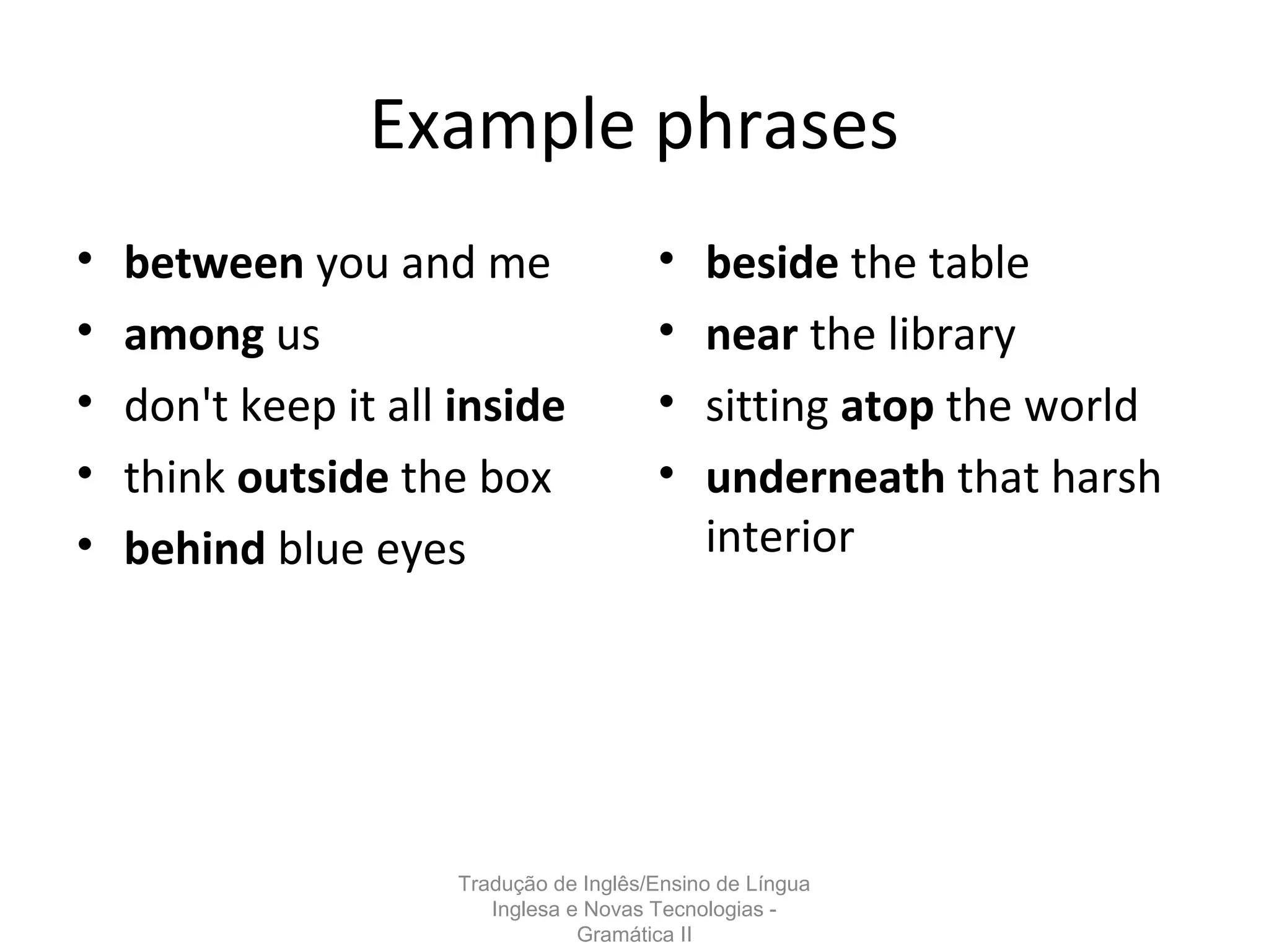 Grammar ii prepositions and conjunctions | PPT