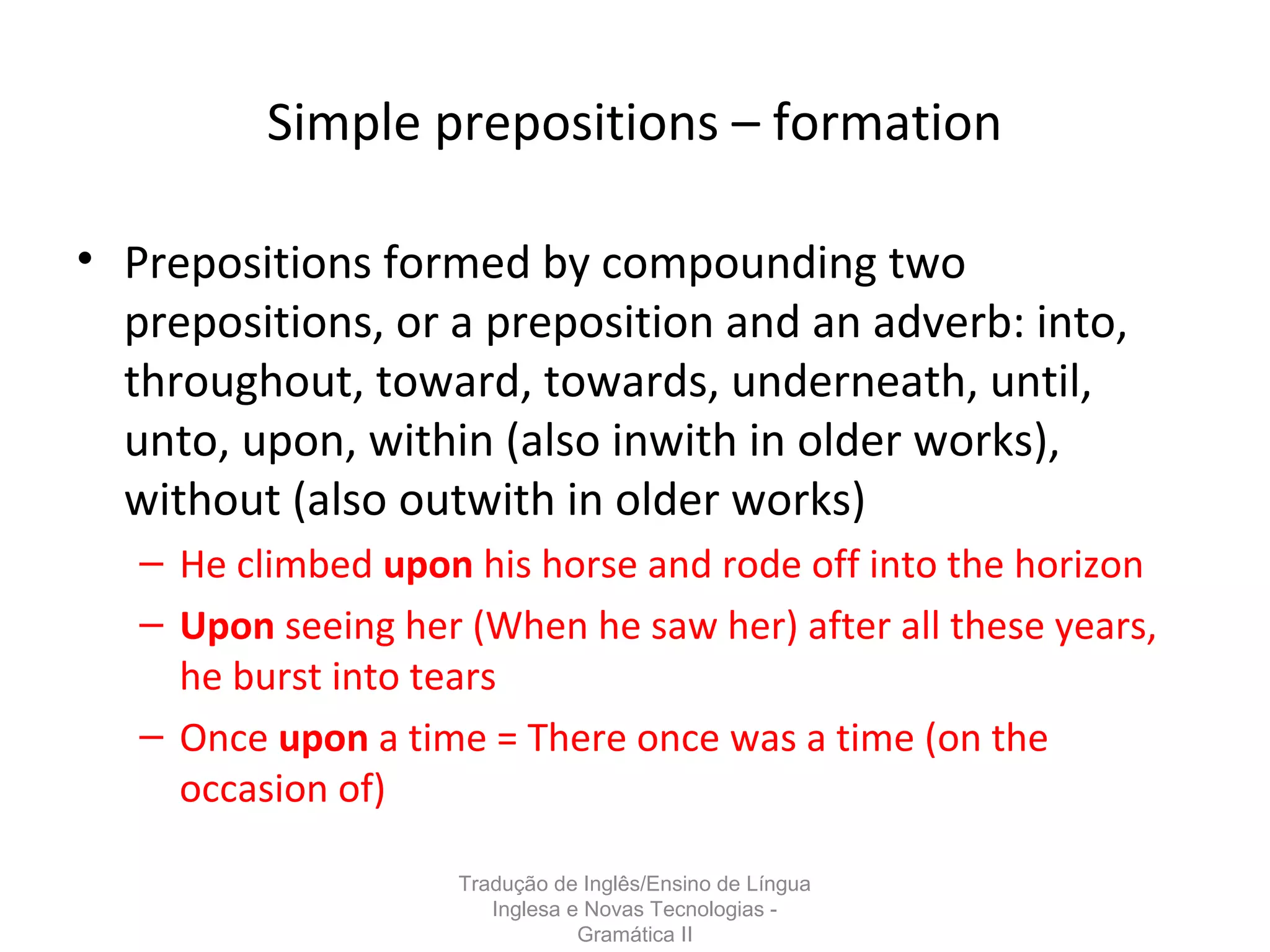 Grammar ii prepositions and conjunctions | PPT