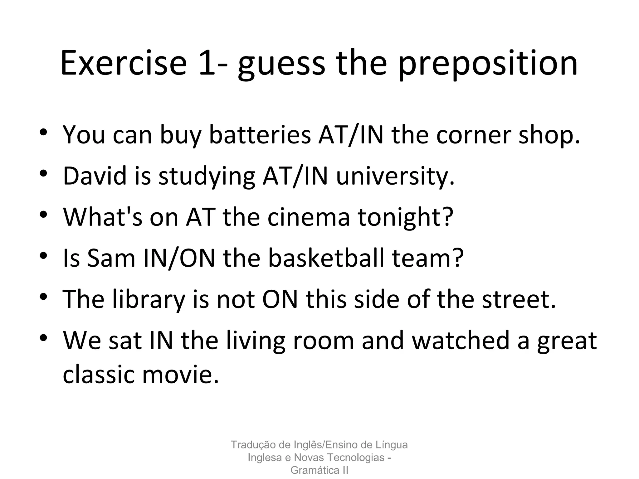 Grammar ii prepositions and conjunctions | PPT