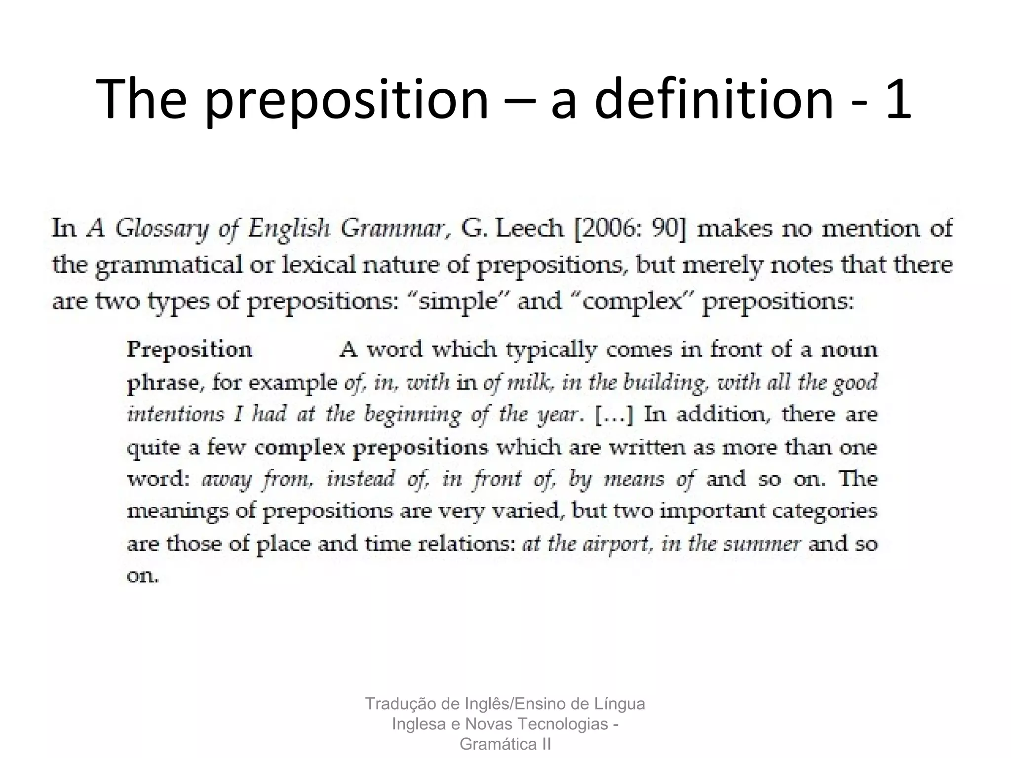 Grammar ii prepositions and conjunctions | PPT