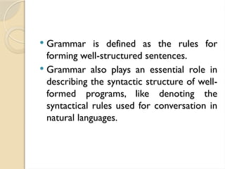 Grammar rules in English, Dependency Parsing, Shallow parsing | PPT
