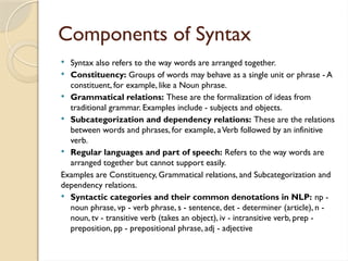 Grammar rules in English, Dependency Parsing, Shallow parsing | PPT
