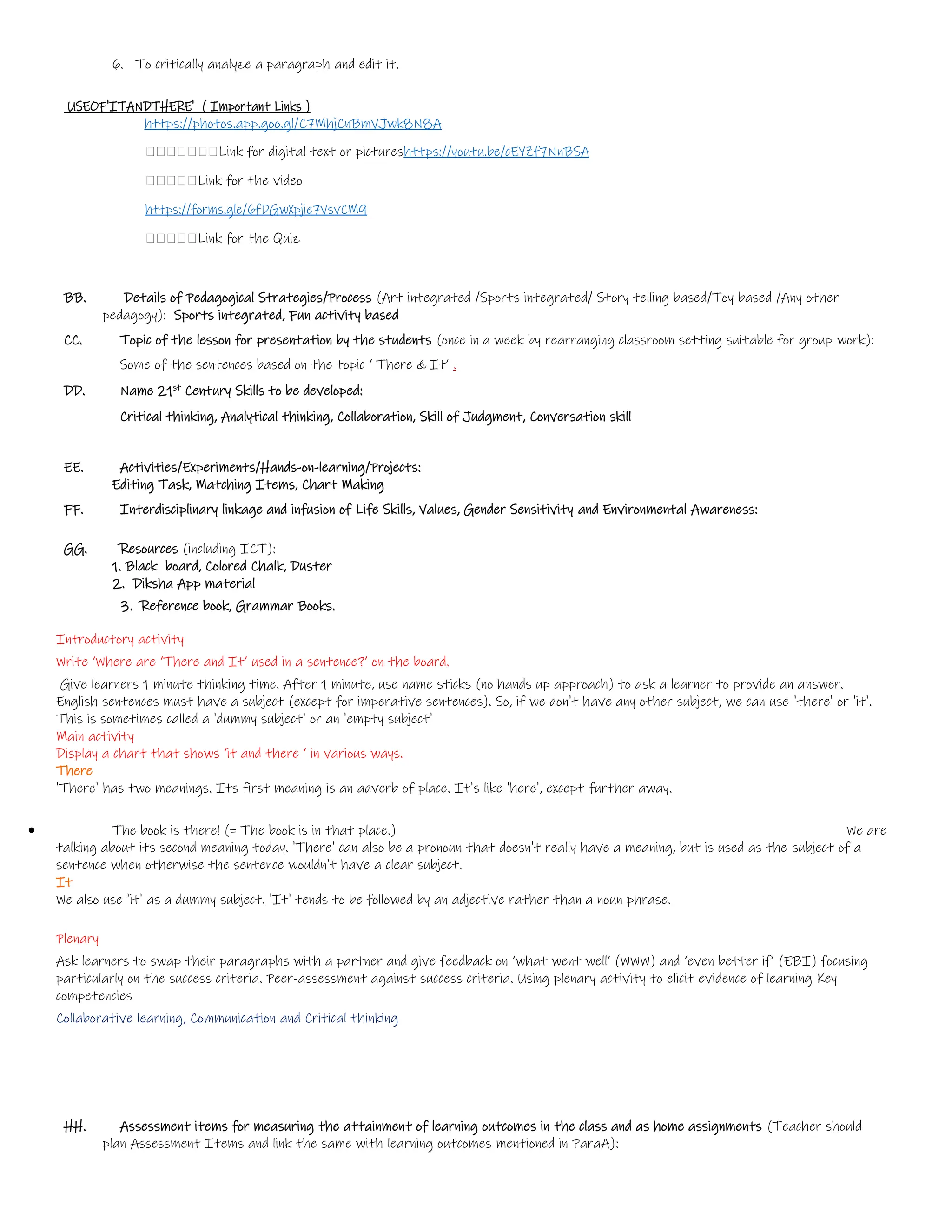 Grammar lesson plans | DOCX | Internet for Beginners | Internet