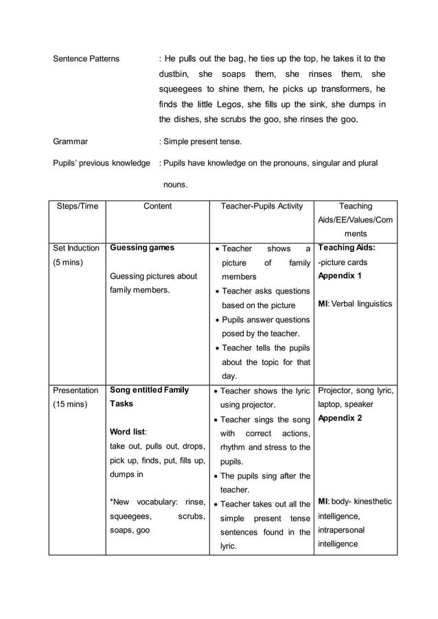 Grammar lesson plan new | DOCX | Homework and Study | Education