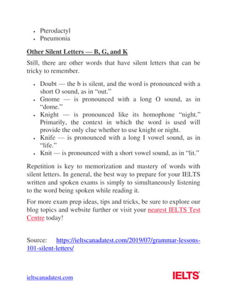 Grammar lessons 101 silent letters | PDF