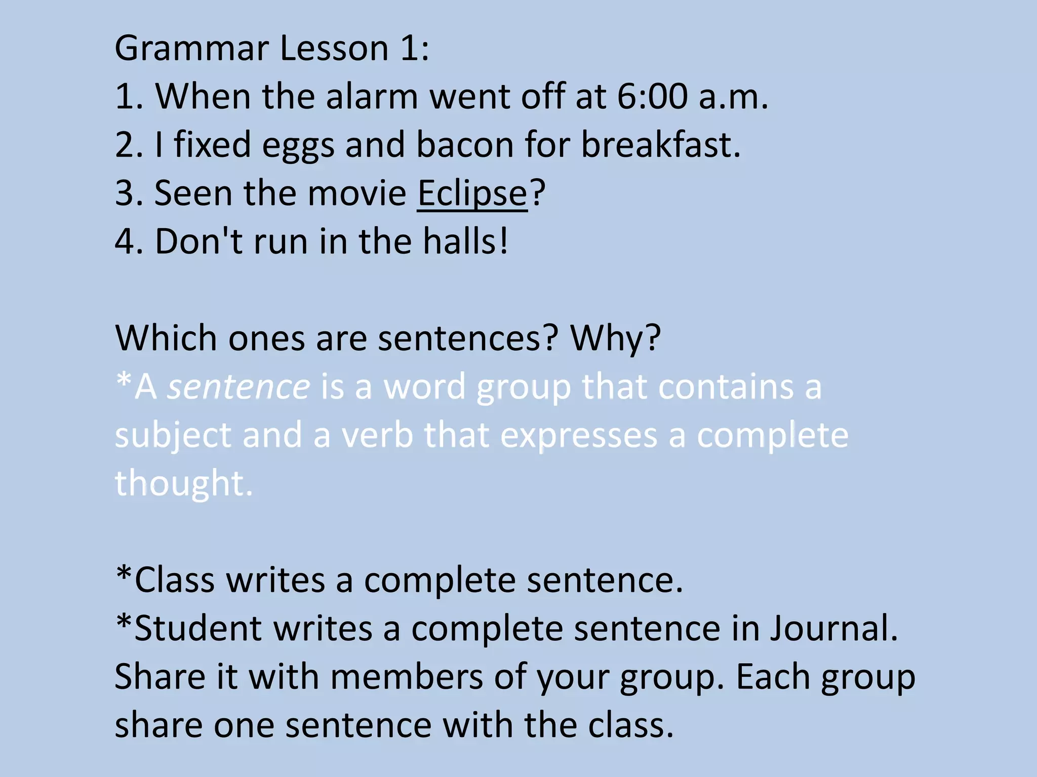 Grammar lessonssentences | PPT