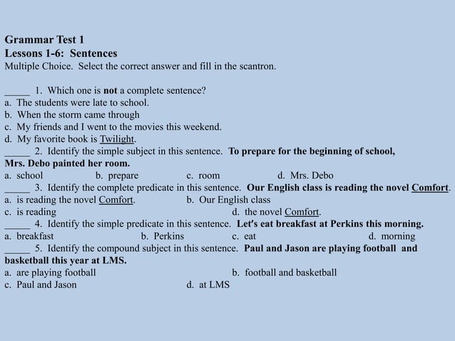 Grammar lessonssentences | PPT
