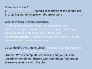 Grammar lessonssentences | PPT
