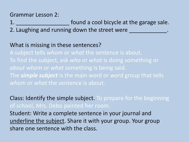 Grammar lessonssentences | PPT