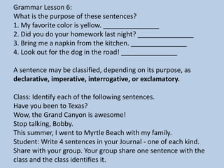 Grammar lessonssentences | PPT